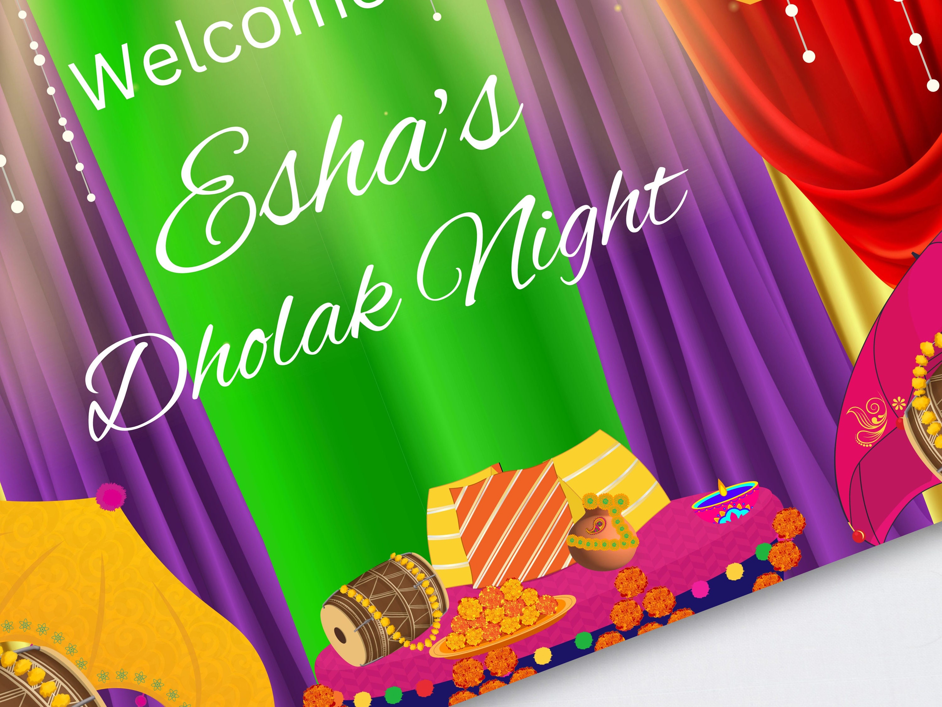 Dholki Welcome Sign as Dholki Decor Digital, Dholki Sign & Dholki ...