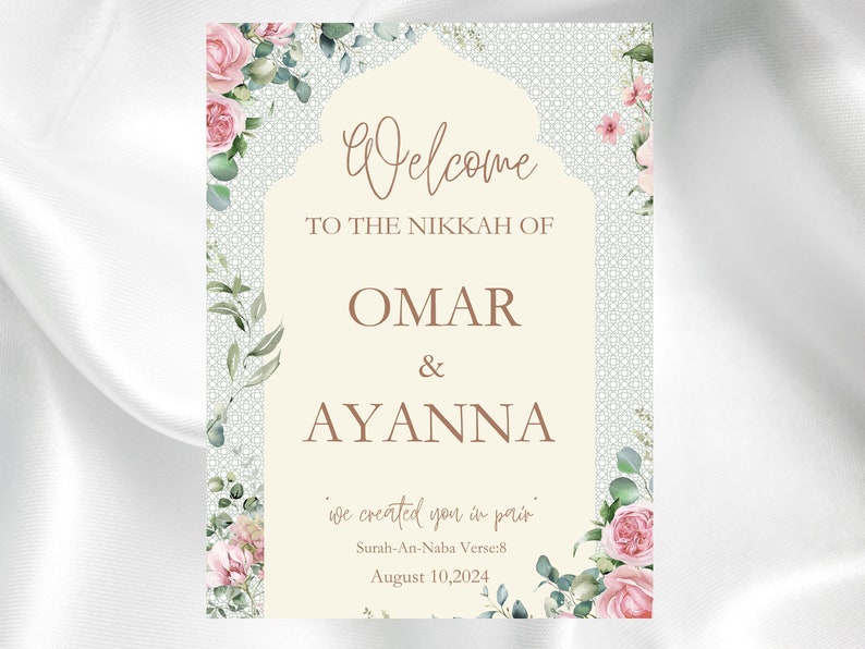 Muslim Wedding Welcome Sign - Islamic Wedding Welcome Sign Digital ...