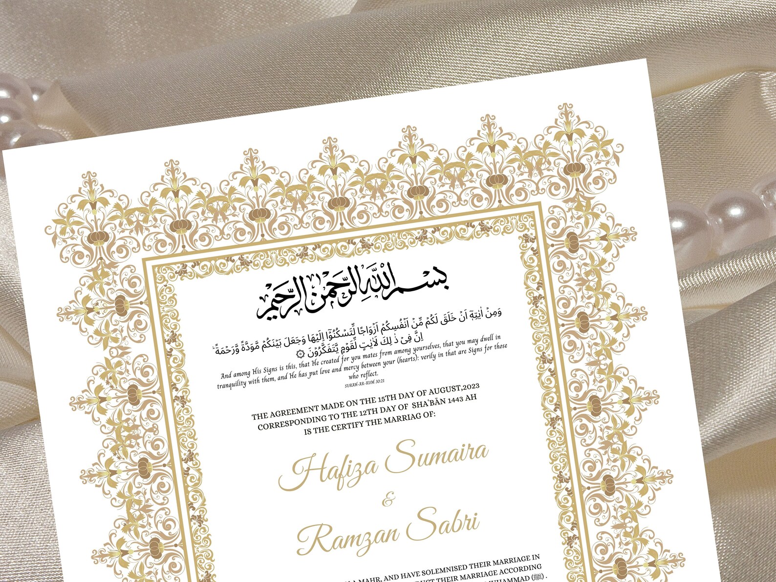 Nikkah Certificate Digital Download Personalised, A4, A3, Template ...