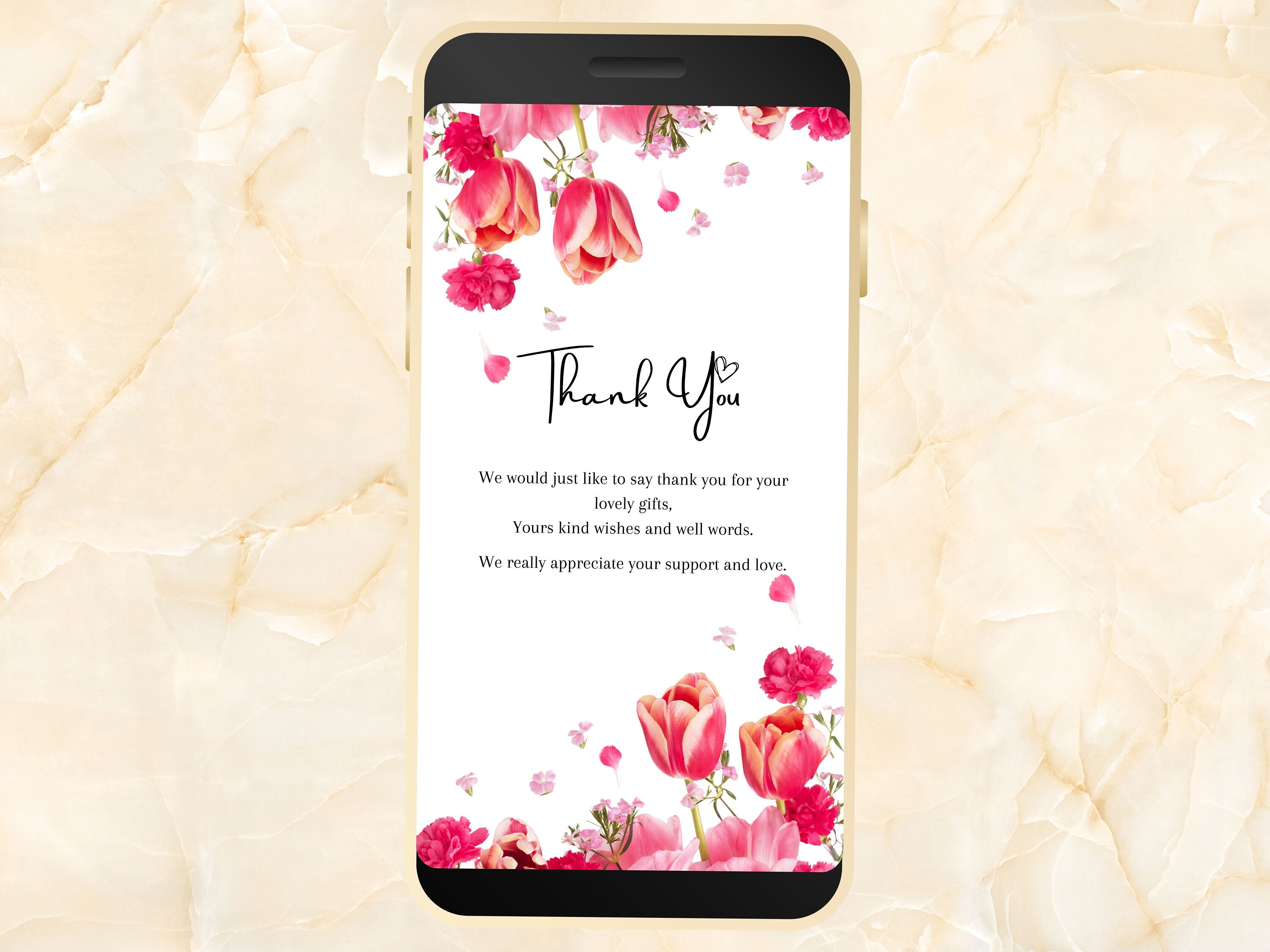Floral Electronic Thank You Card Template Digital, Editable Digital ...