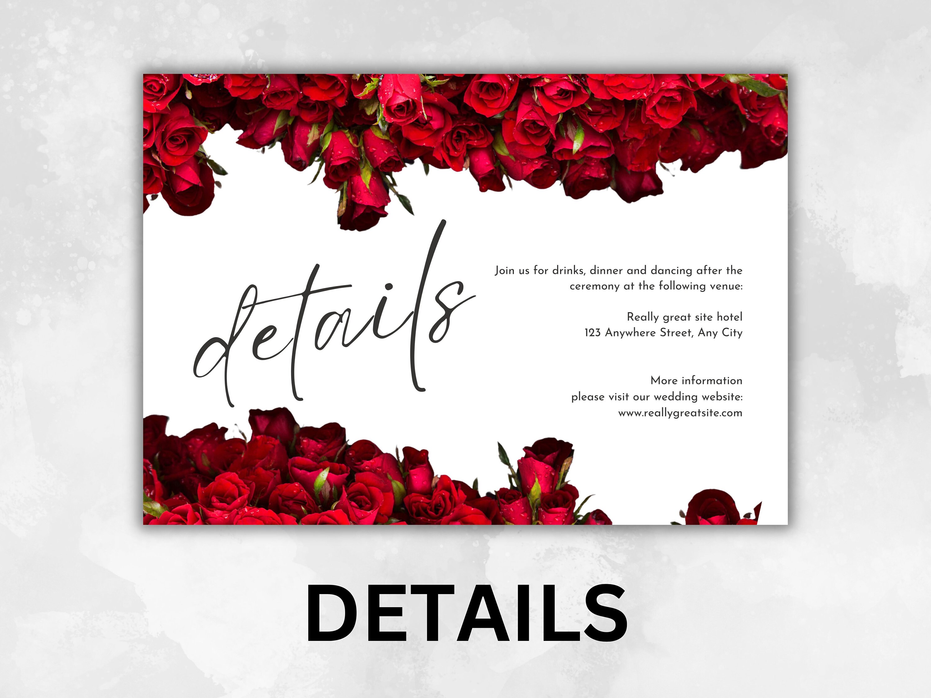 Red Rose Wedding Invitation Set, Red Rose RSVP, Dark Red Floral ...