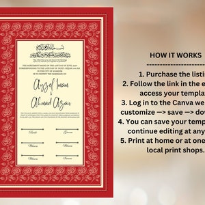 Rose Nikkah Certificate Template, Editable Nikkahnama, Printable Nikah ...
