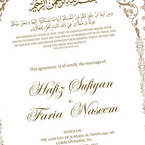 Luxury Nikkah Contract, Digital Printable Personalised Customised ...