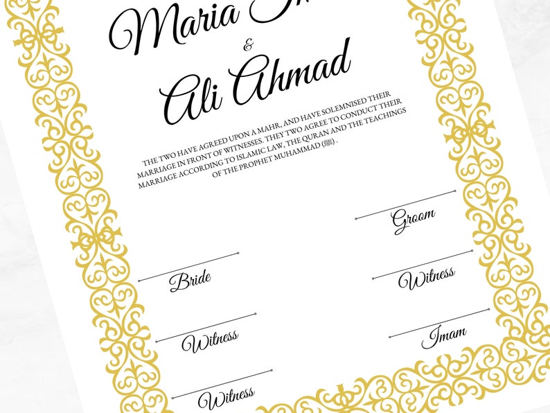 Printable Nikkah Contract Template Islamic Marriage PDF Muslim Marriage ...
