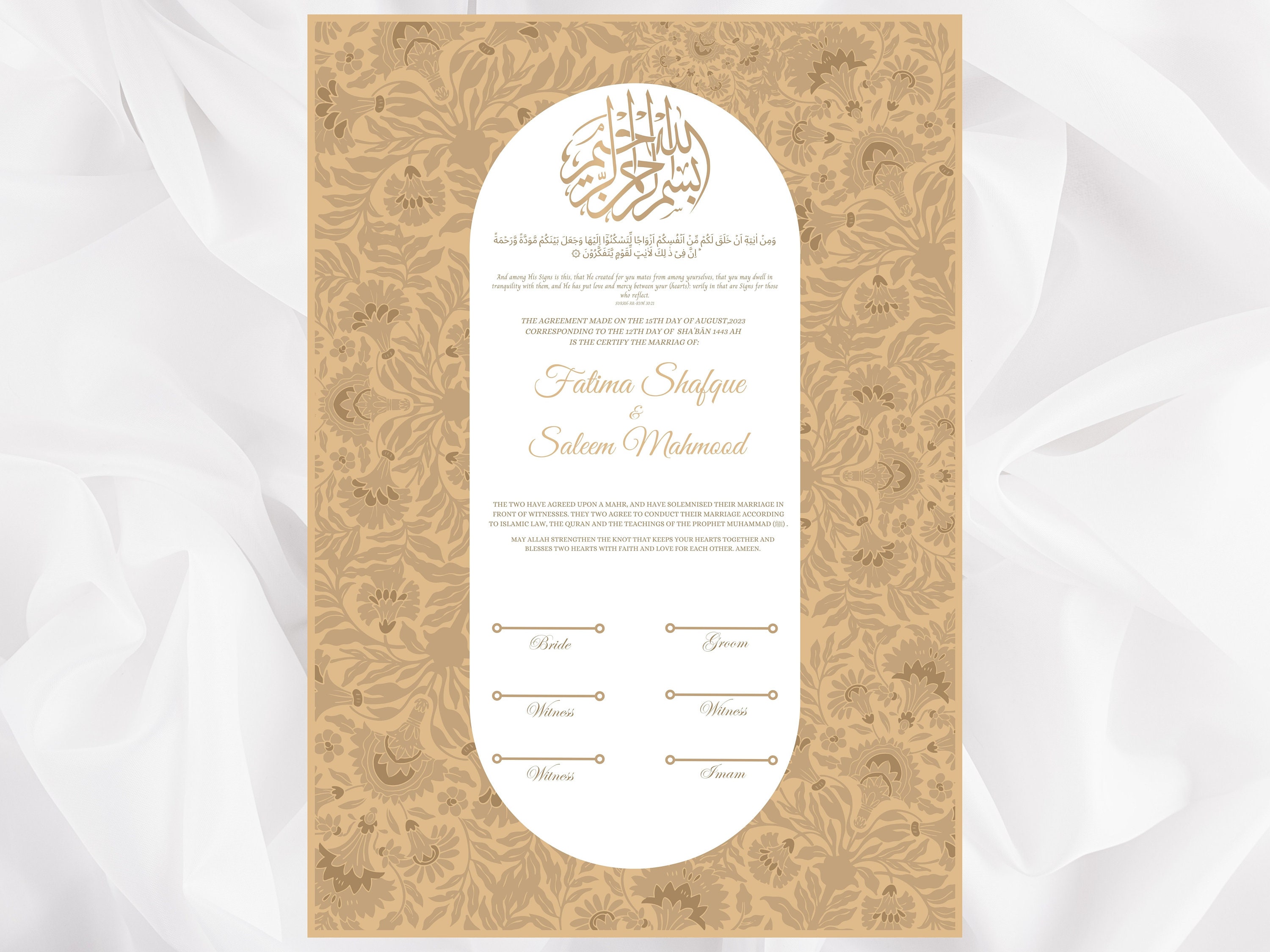 Nikkah Certificate Digital Download, Editable, Template, Muslim ...