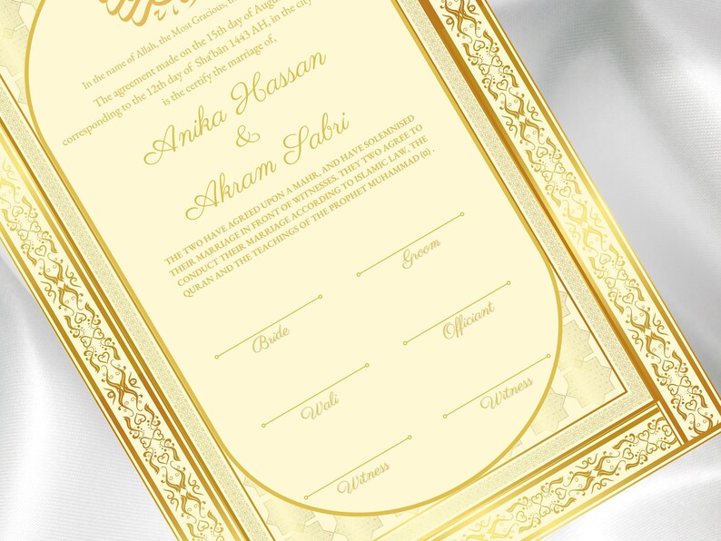 Nikkah Certificate Template Digital, Nikkah Islamic Marriage ...