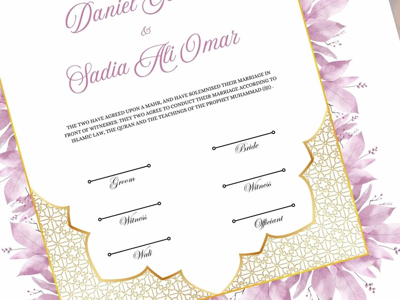 Nikah Certificate | Elegant Digital Islamic Marriage Contract for a ...