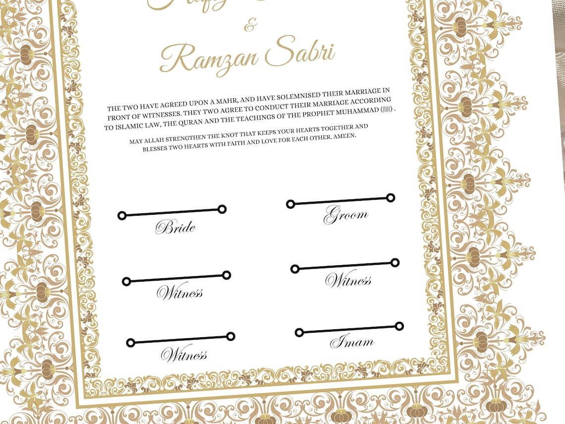 Nikkah Certificate Digital Download Personalised, A4, A3, Template ...