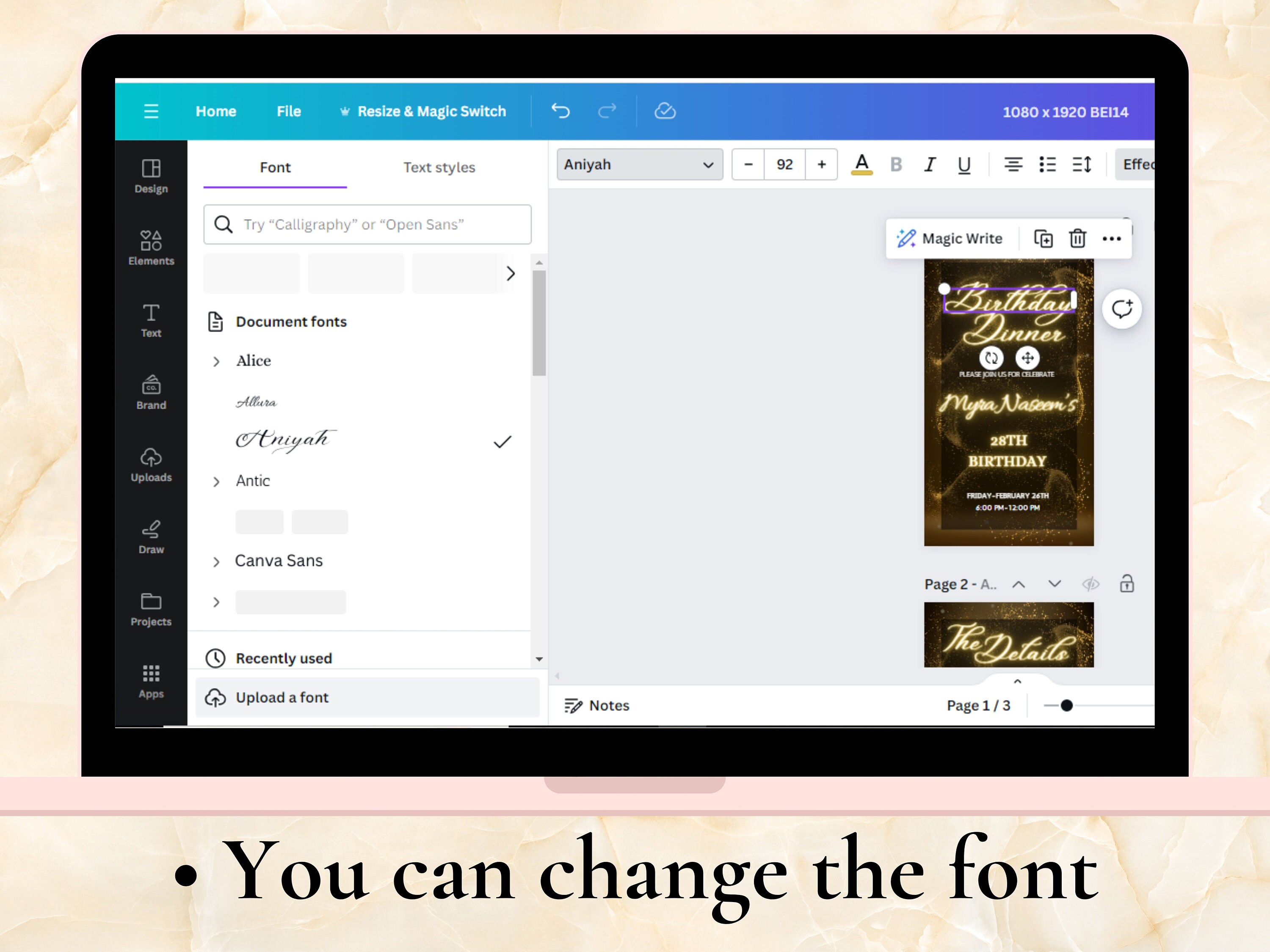Digital Birthday Party Invitation Template,digial Birthday Dinner ...