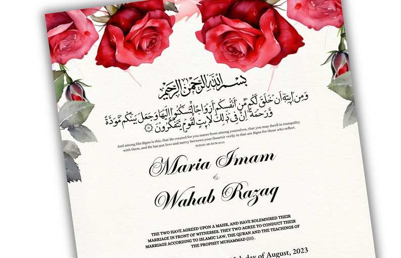 Nikkah Certificate Digital Download Personalised, A4, A3, Template ...