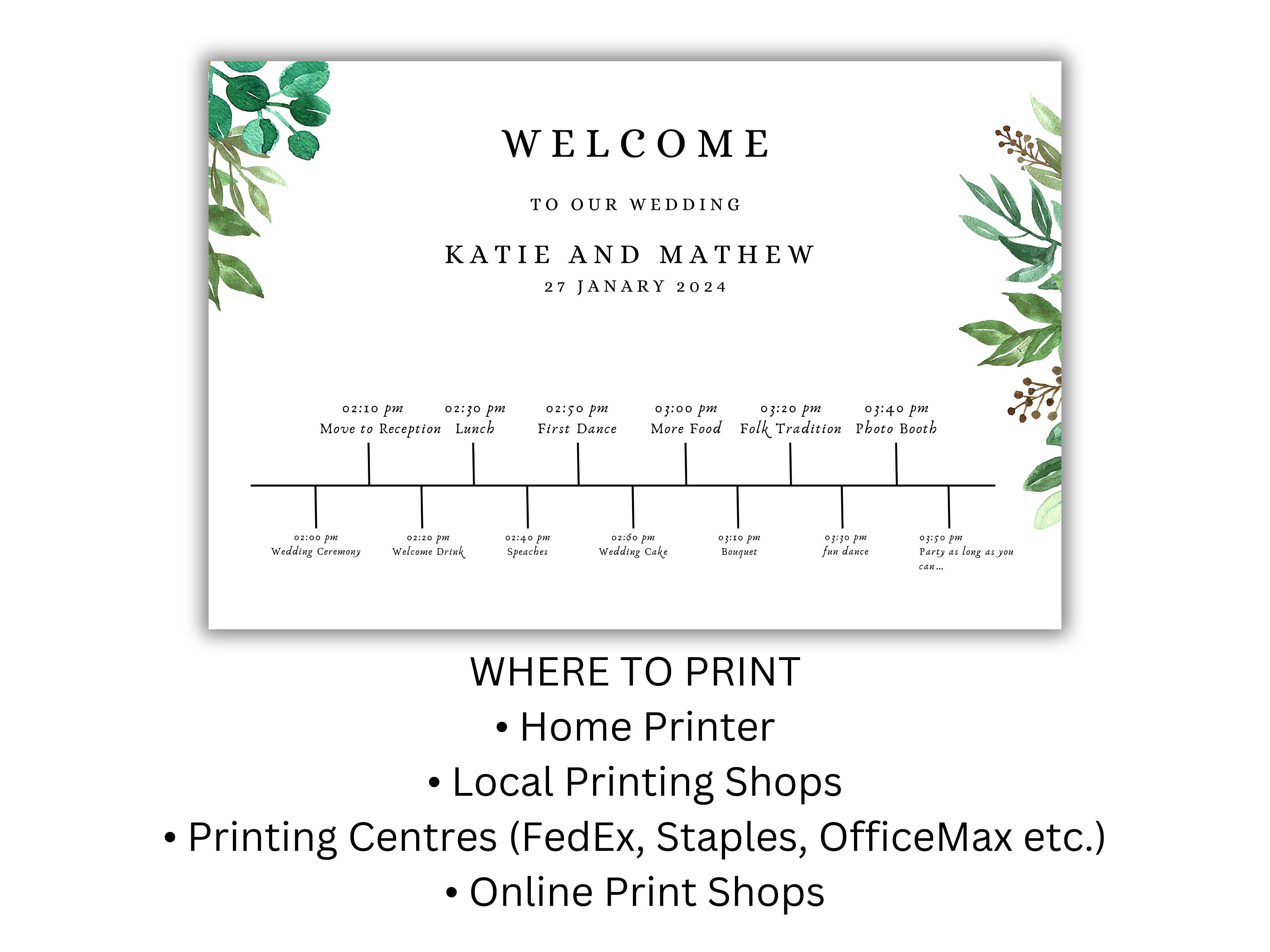 Large Wedding Welcome Timeline Sign Template, Wedding Order of the Day ...