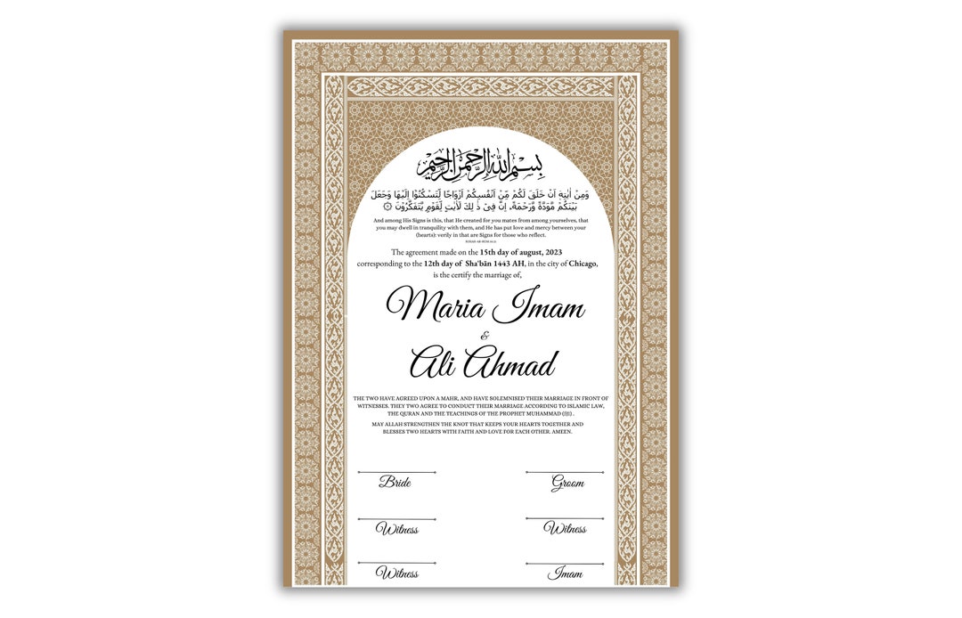 Digital Nikah Certificate, Nikahnama, A4/A3 Nikkahnama, Qubool Hai ...