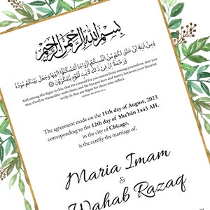 Nikkah Contract Template,printable Nikkah Contract,editable Nikkahnama ...
