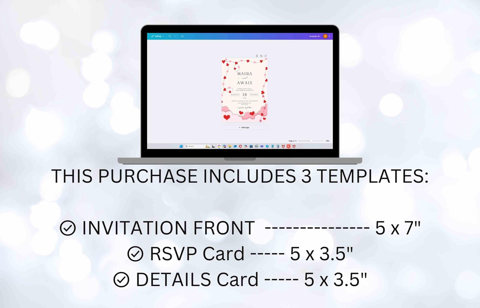 Romantic Wedding Invitation Template, Wedding Invitations Valentine ...