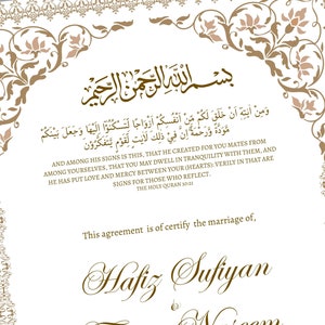 Luxury Nikkah Contract, Digital Printable Personalised Customised ...
