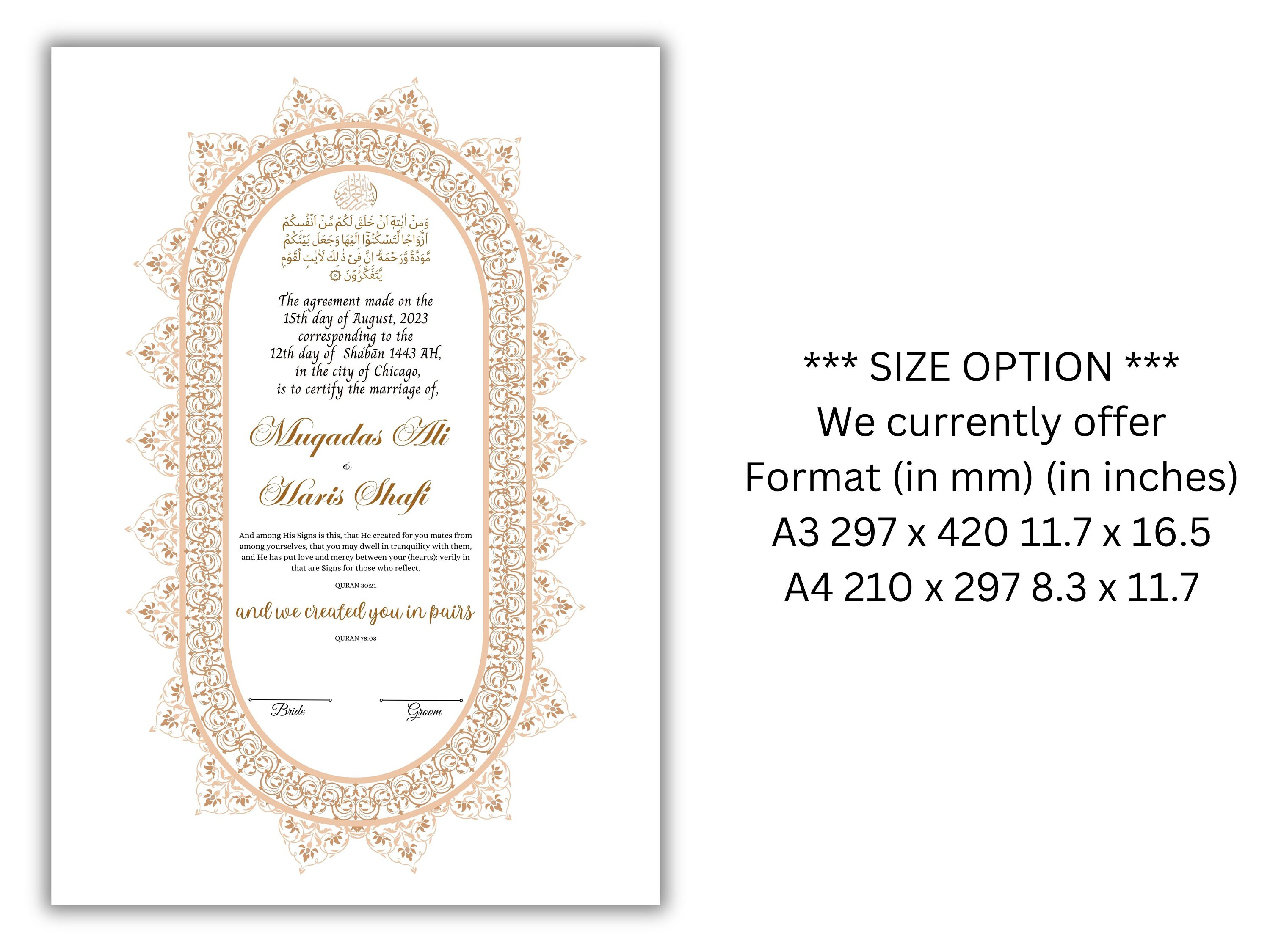 Nikah Contract, Nikkah Certificate, Digital Islamic Marriage Contract ...