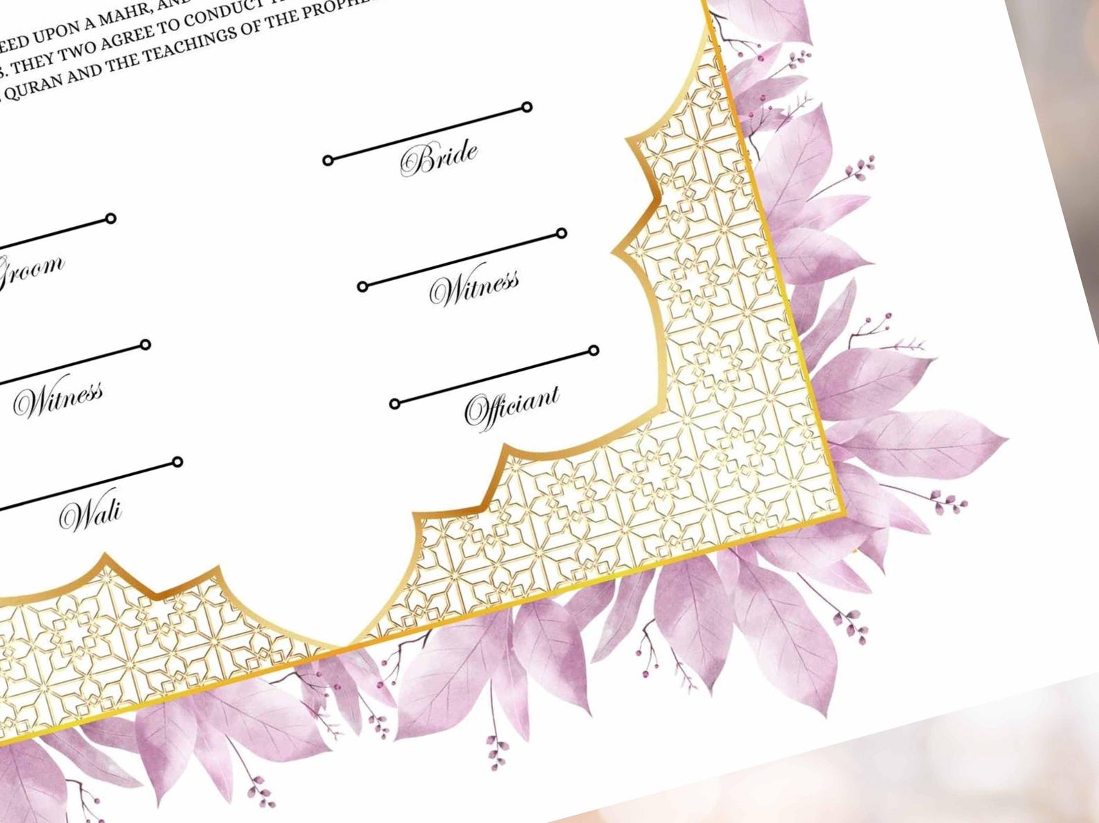 Nikah Certificate | Elegant Digital Islamic Marriage Contract for a ...