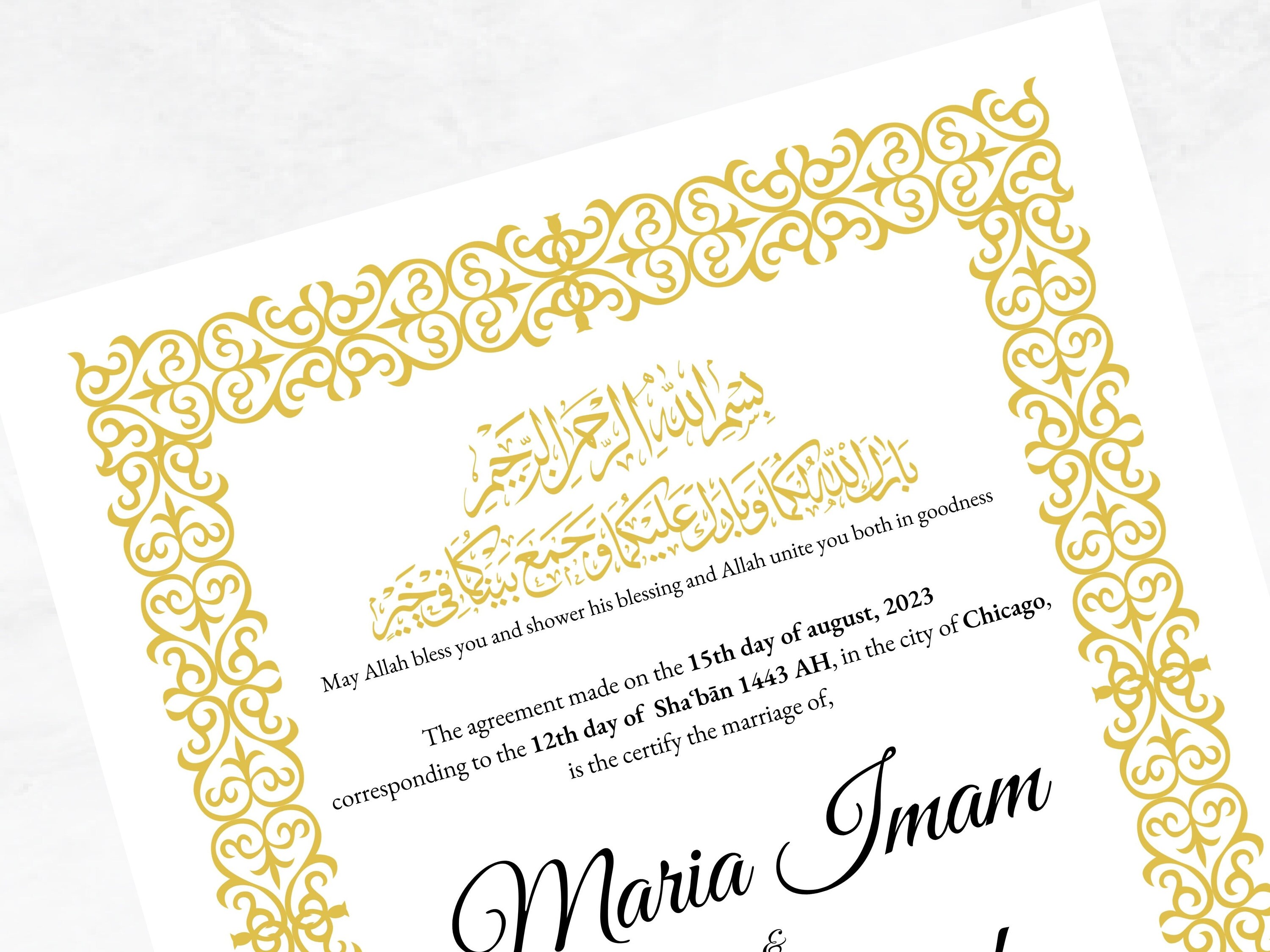 Printable Nikkah Contract Template Islamic Marriage PDF Muslim Marriage ...