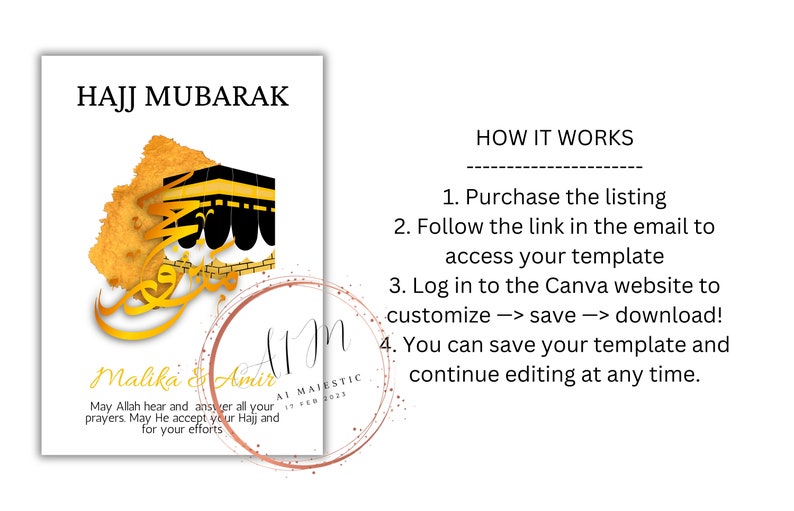 Personalized Couple Hajj Mubarak Template, Haj Gift, Digital Print ...