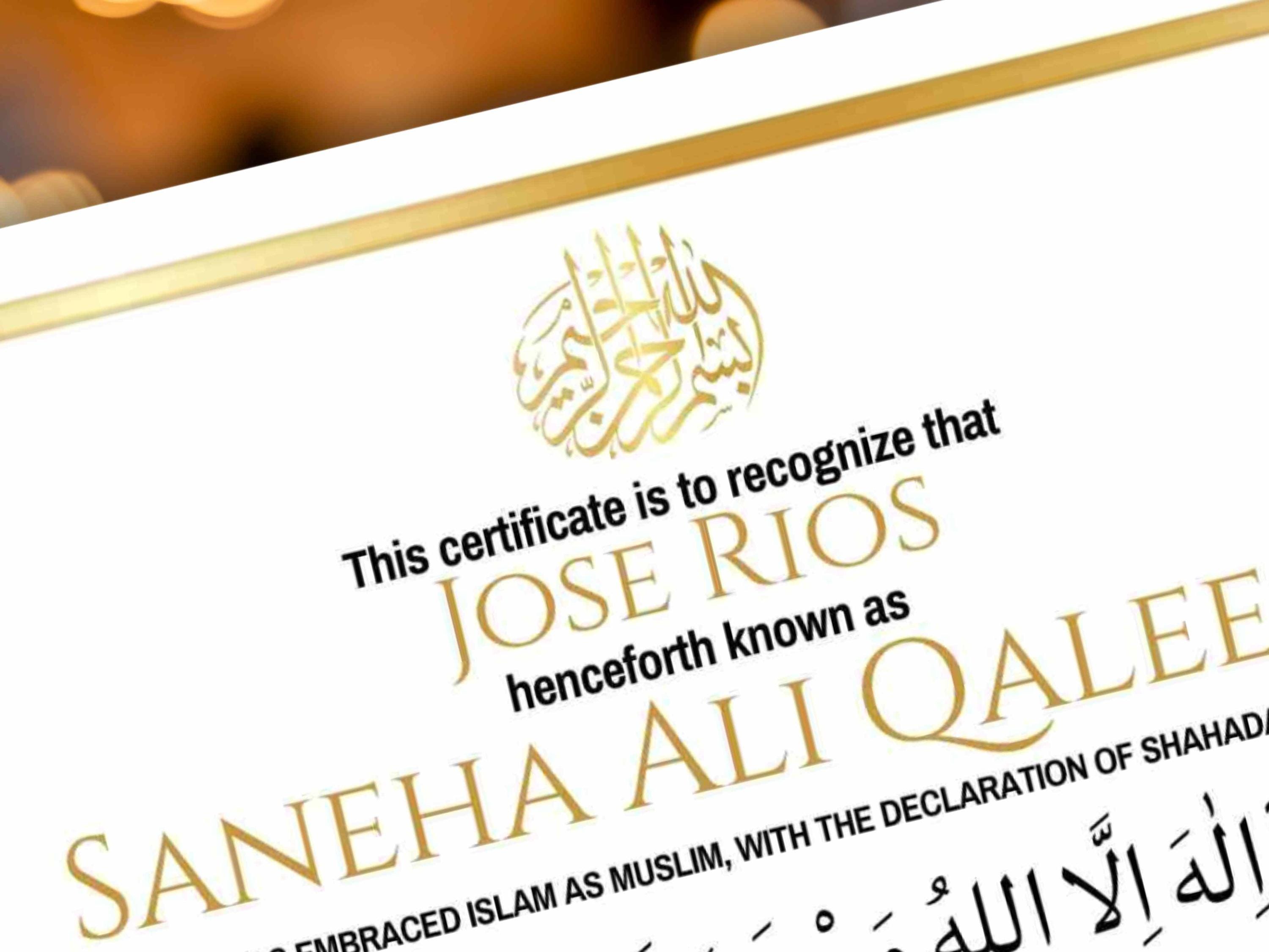 Conversion Certificate, Muslim Conversion Certificate, Shahada ...