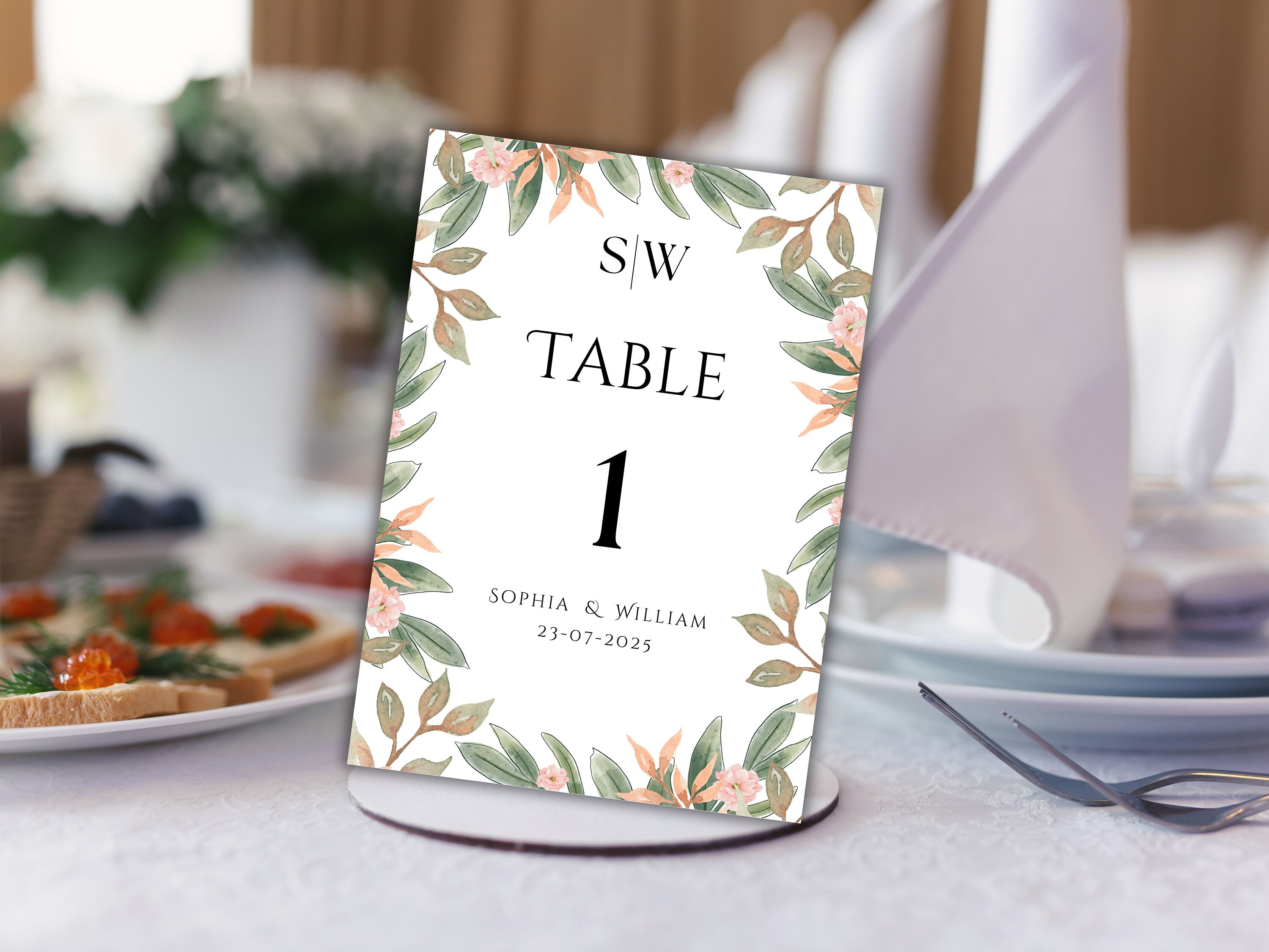 Wedding Table Numbers Template, Wedding Table Numbers, Pink Flower ...
