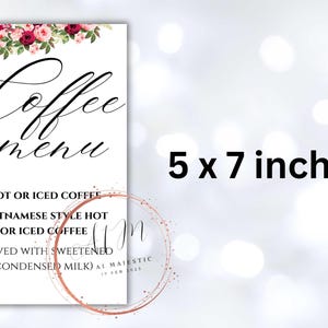 Menu Wedding Sign, Coffee Bar Wedding Sign, Modern Wedding Sign ...