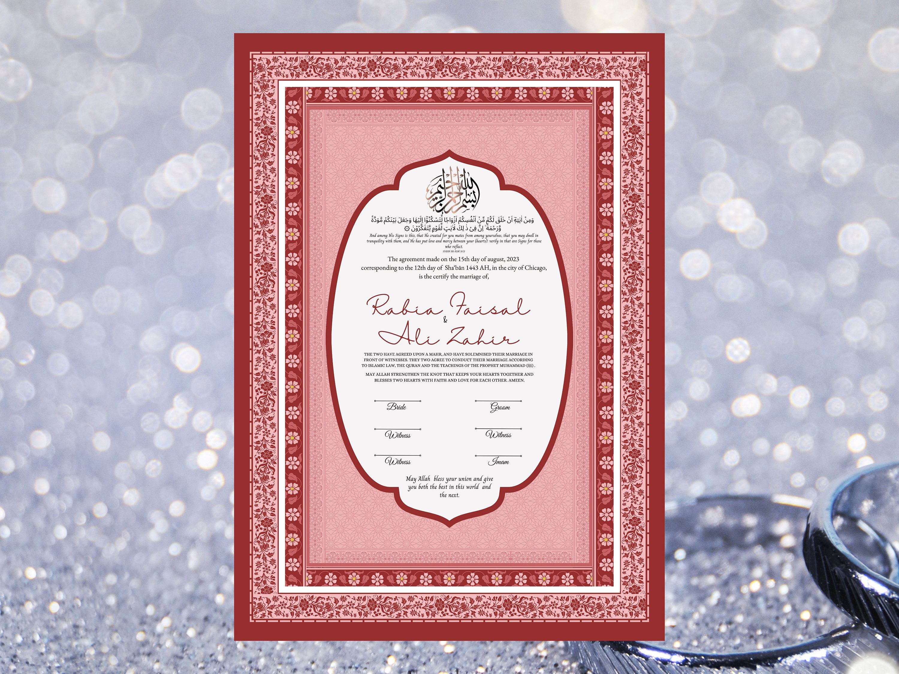 Muslim Wedding Contract, Custom Luxury Nikkah Contract,premium Hand ...