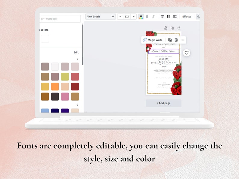 Red Rose Wedding Evite Template, Electronic Wedding Invitation, Red ...