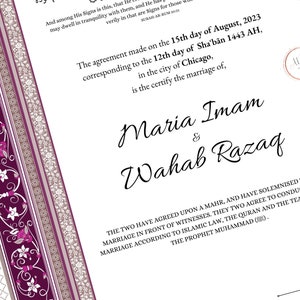 Nikkah Certificate Digital Download Personalized, Luxury Nikkah ...