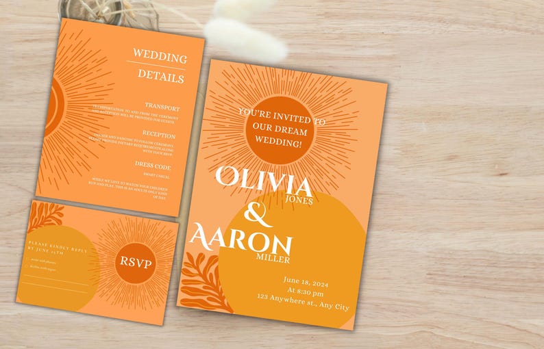 Retro Sunburst Wedding Invitations | Retro Themed Wedding Invitation ...