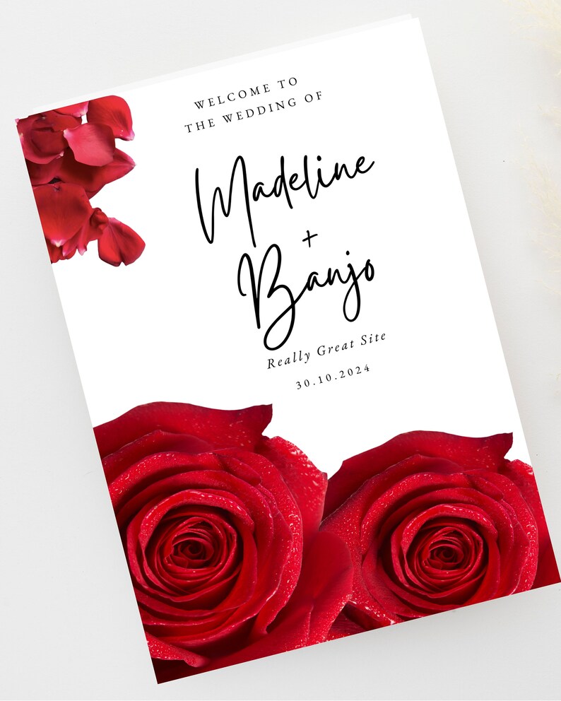 Red Rose Wedding Invitation Set, Red Rose RSVP, Dark Red Floral , Elegant Red Rose Wedding ...
