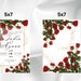 Red Rose Wedding Invitation , Dark Red Floral Gold Frame Border Invite ...