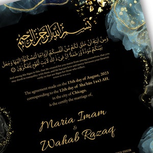 Luxury Nikkah Certificate, Premium Islamic Wedding Contract, Nikkah ...