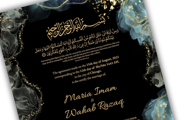 Luxury Nikkah Certificate, Premium Islamic Wedding Contract, Nikkah ...