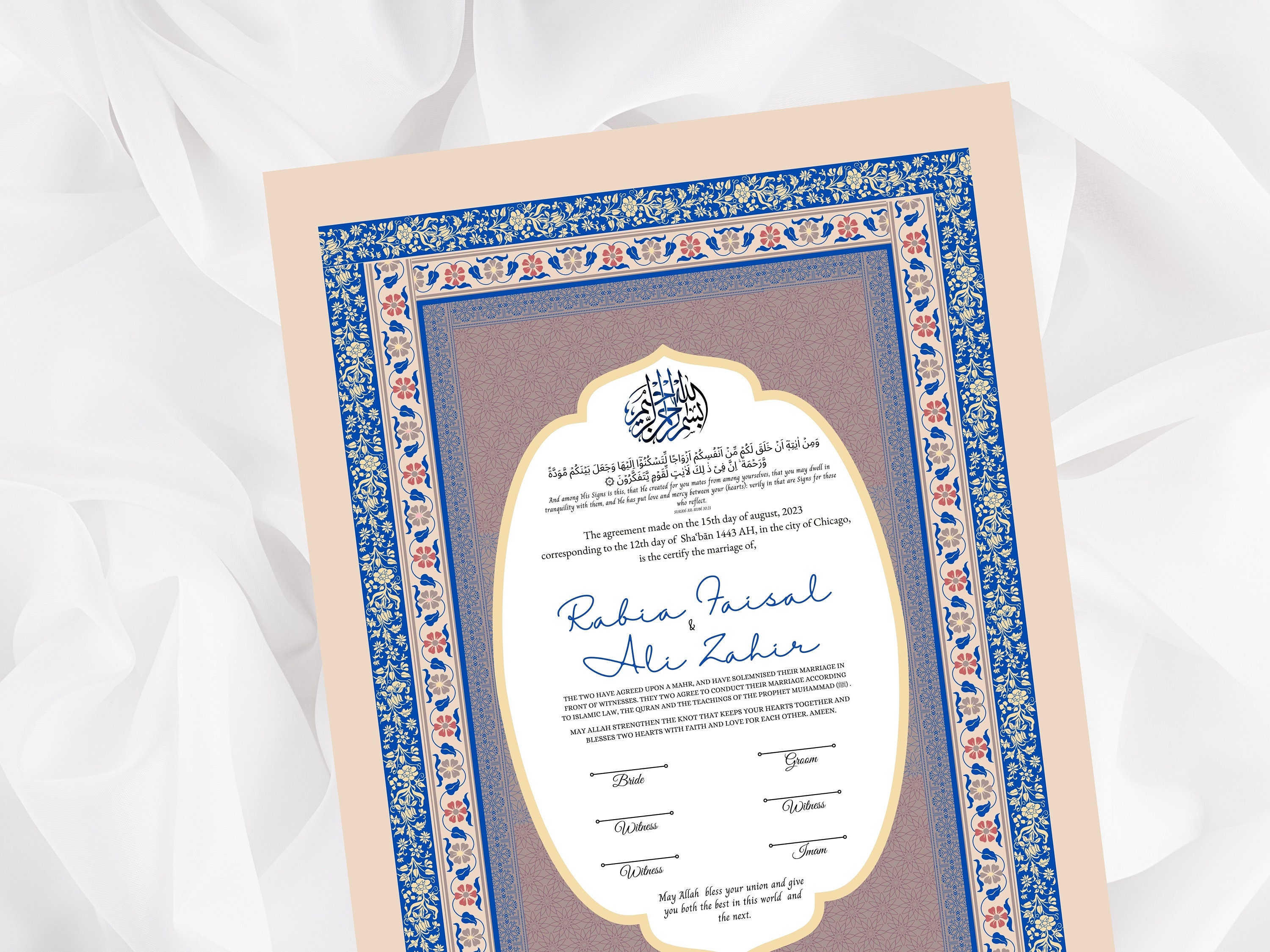 Muslim Wedding Contract Islamic Marriage Certificate, Digital Download ...