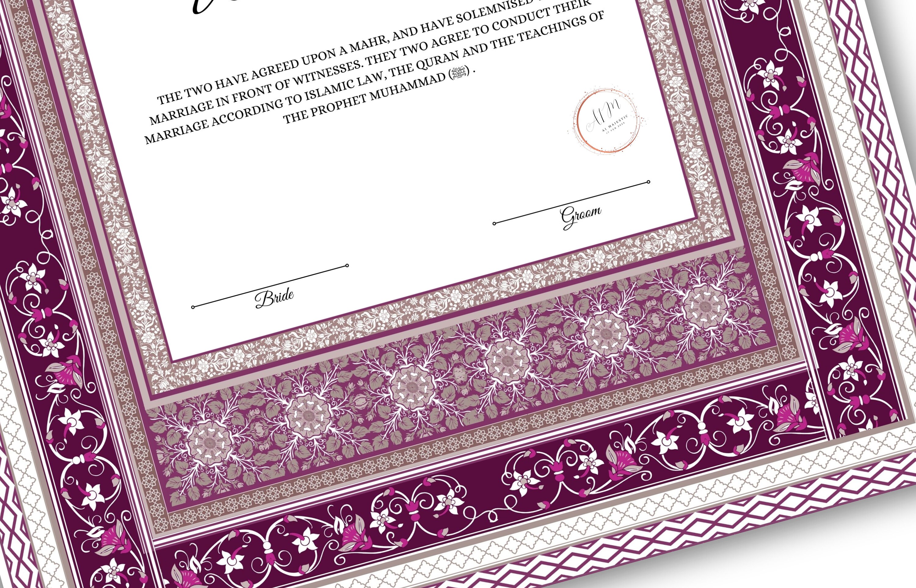 Nikkah Certificate Digital Download Personalized, Luxury Nikkah ...