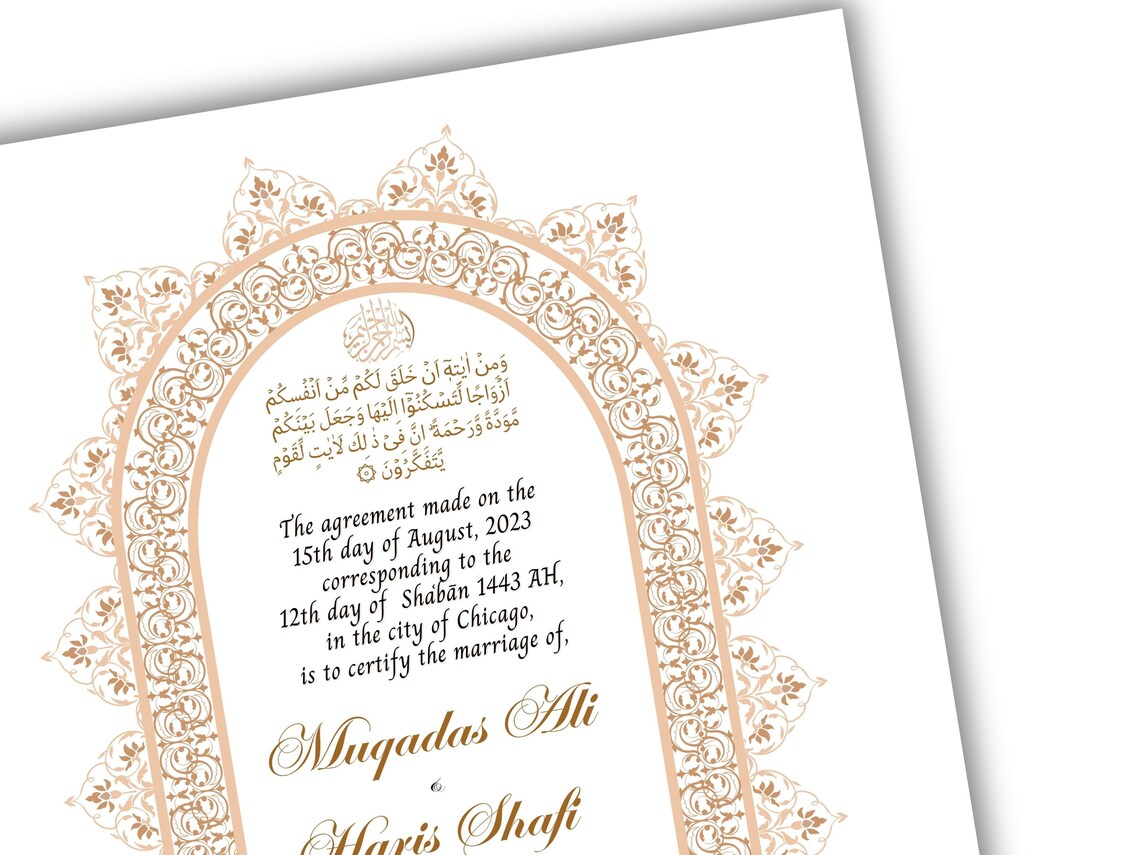 Nikah Contract, Nikkah Certificate, Digital Islamic Marriage Contract ...