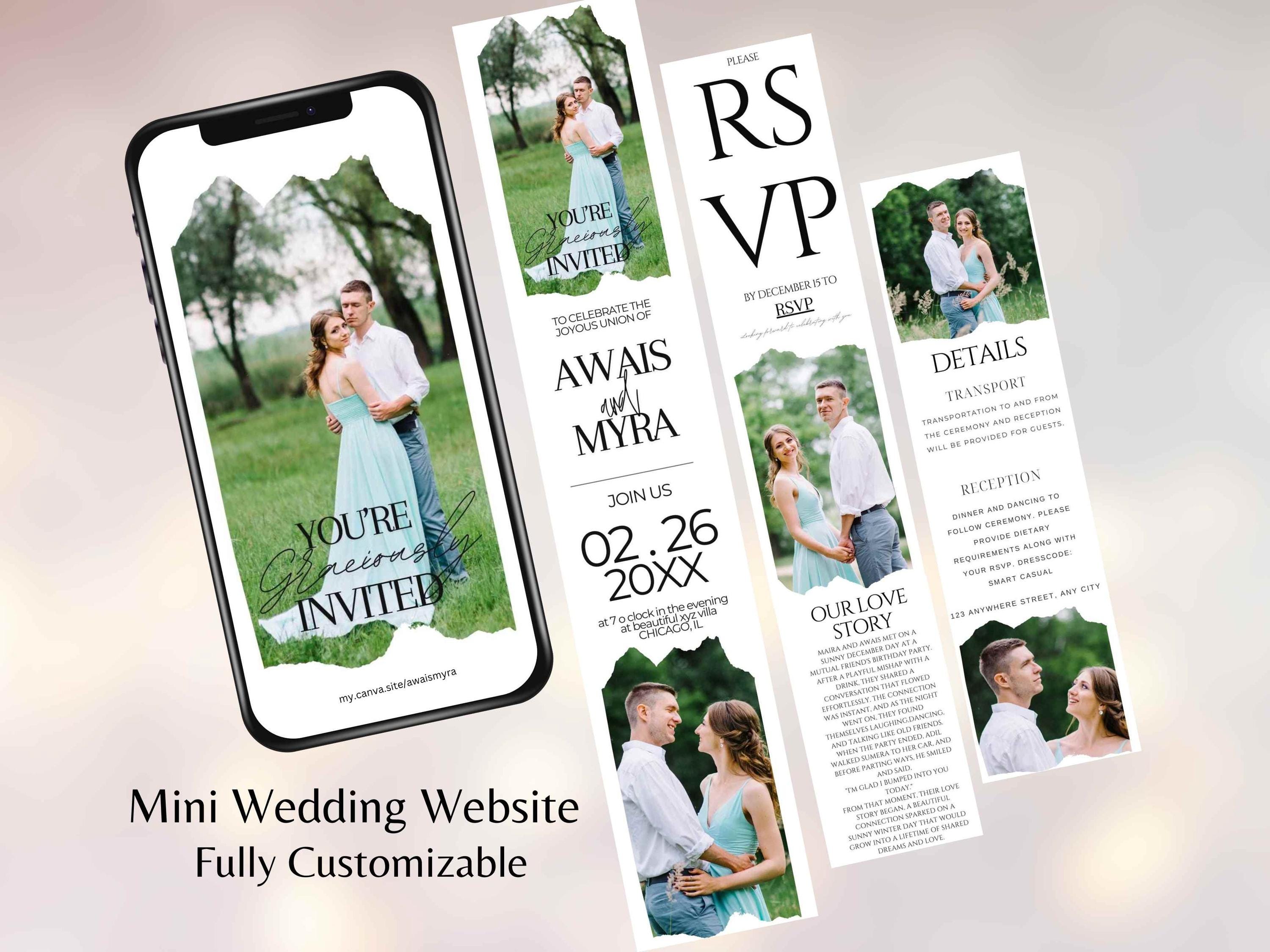 Wedding Mini Mobile Website Template, Wedding Invitation Template ...
