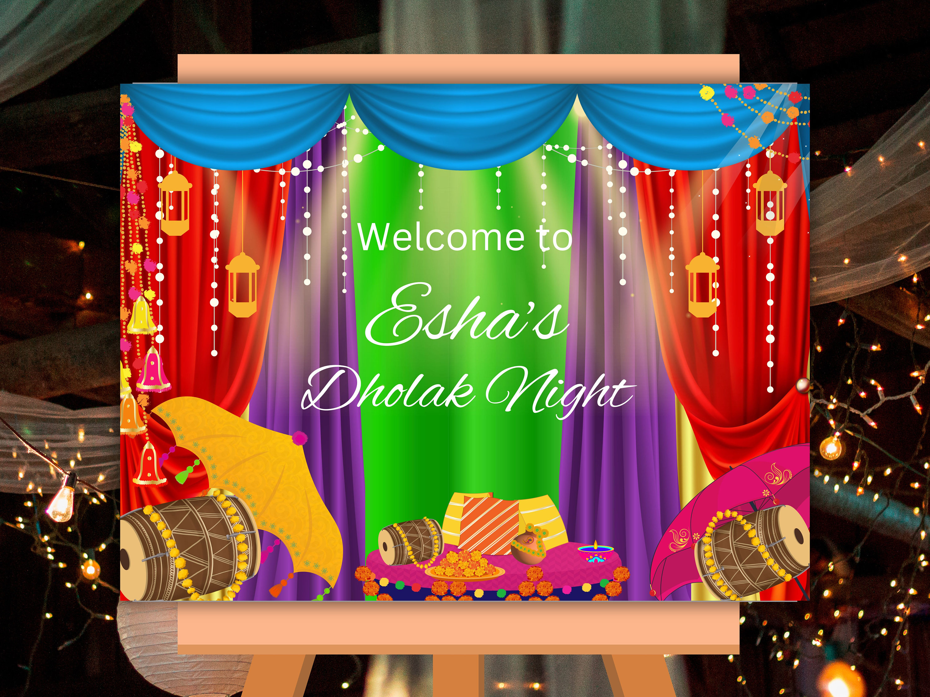 Dholki Welcome Sign as Dholki Decor Digital, Dholki Sign & Dholki ...