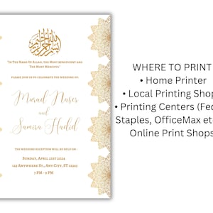 Gold Muslim Wedding Invitation, Nikkah Invitation, Muslim Wedding ...