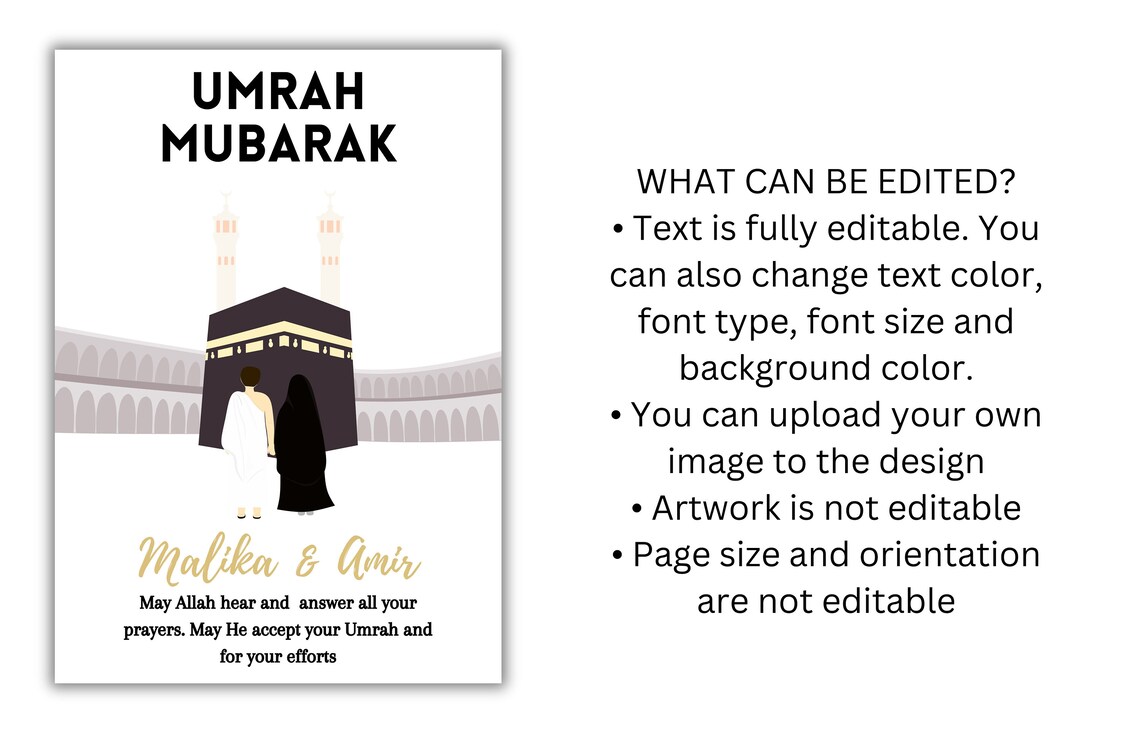 Personalized Couple Umrah Mubarak Template, Umrah Gift, Digital Print ...