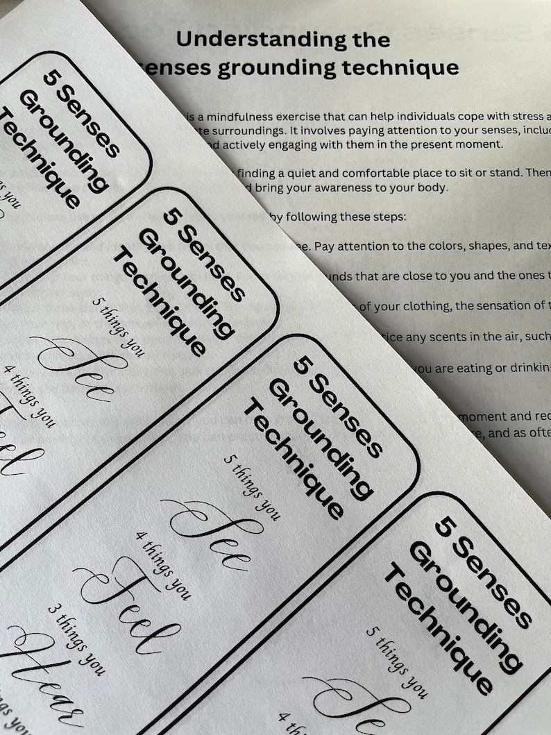 The 5 Senses Grounding Technique Minimalist Black and White - Etsy