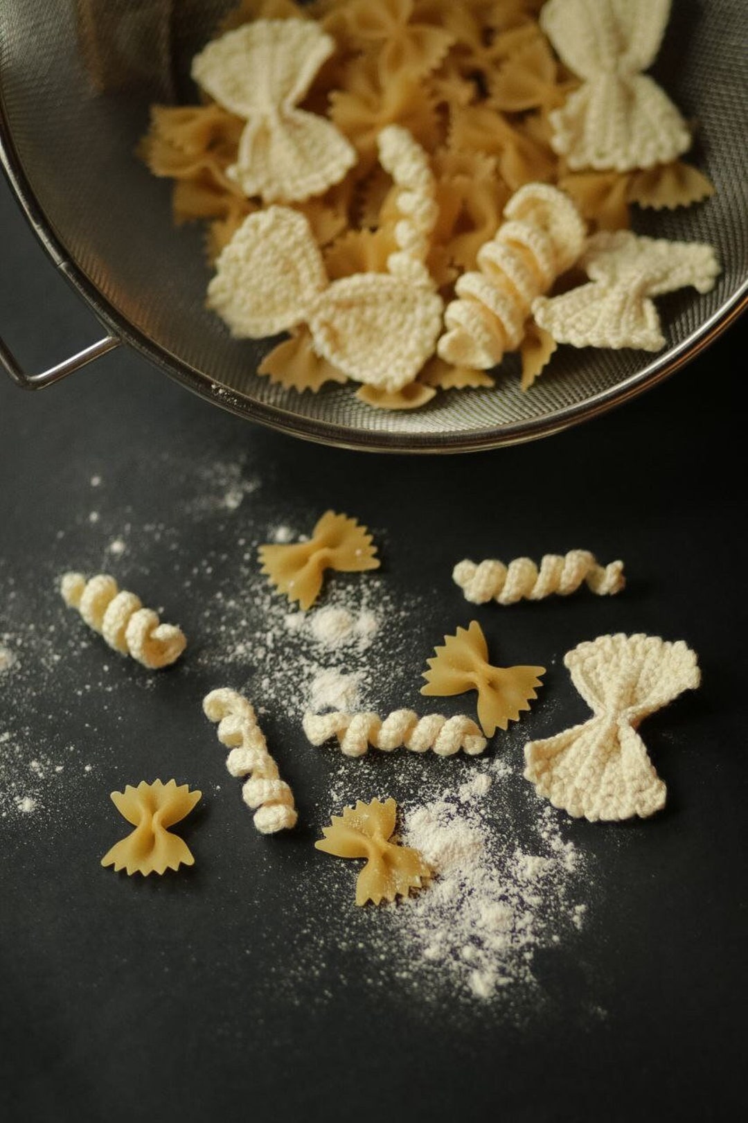 Knitted Farfalle+fusilli Pasta for the Children's Game "kitchen" or ...