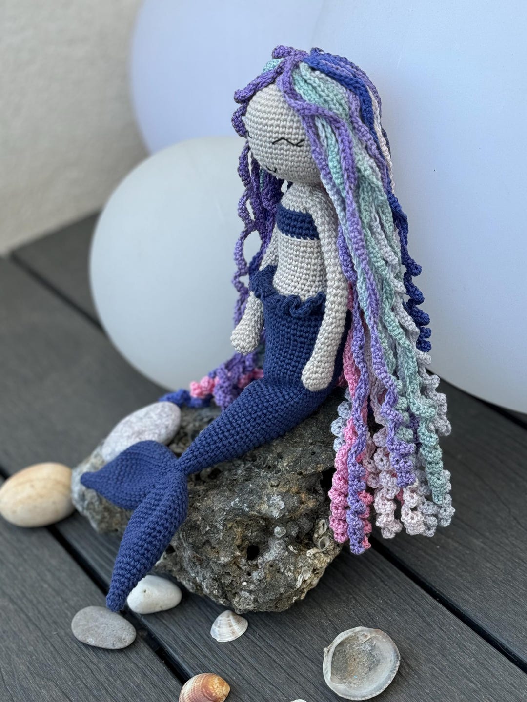 Handmade Crochet Mermaid Doll – Poseable Arms, Rotating Head, Wire ...