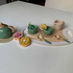 Wooden Toy Tea Set With Hand-knitted Fruits 20 Pieces Eco-friendly ...