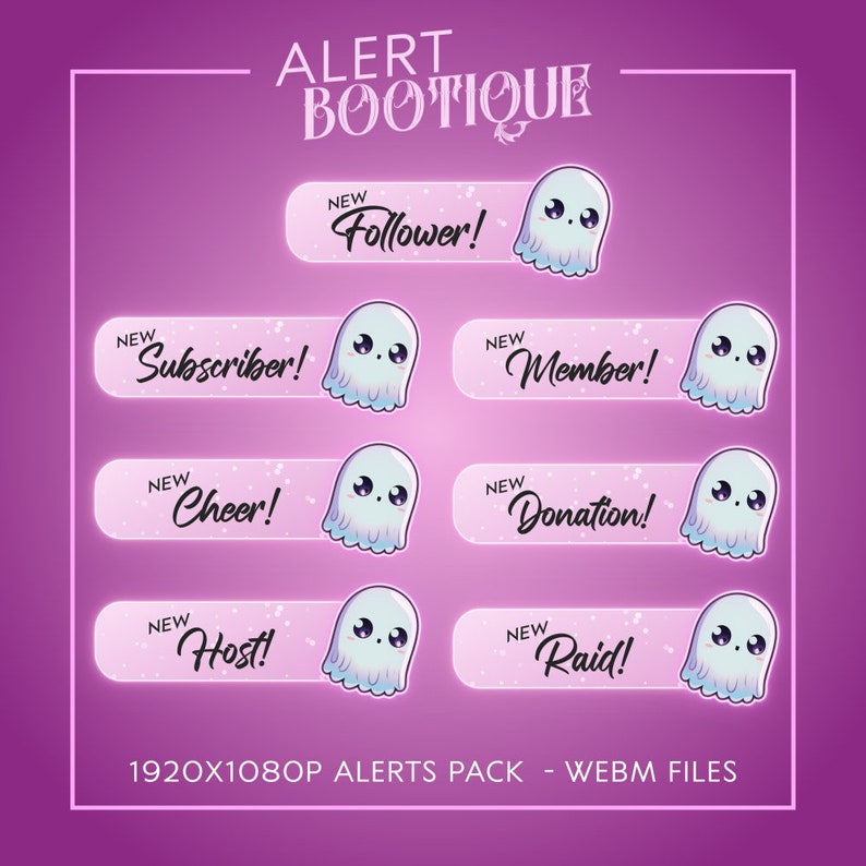 Pink Neon Ghost Stream Alerts - Etsy