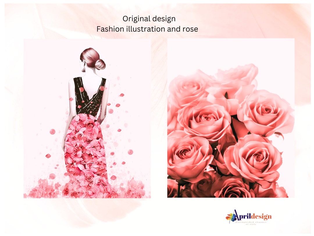 Fashion Illustration and Rose Painting for Girly Room Decor/fashion and ...