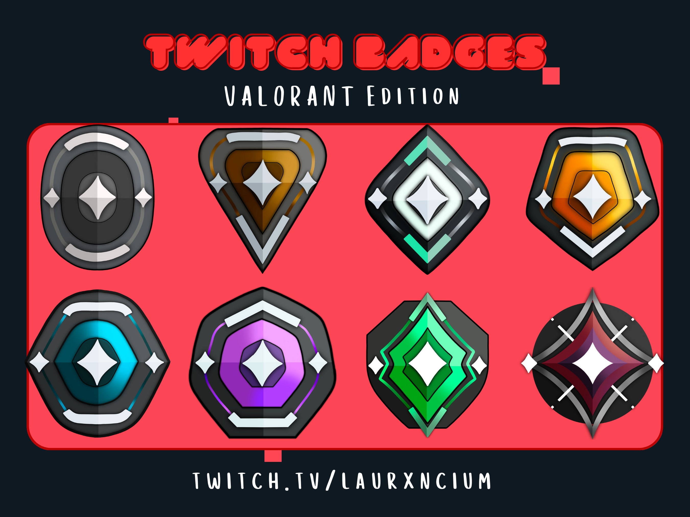 Valorant Rank Badges 6 Pack Jett, Reyna, Valorant, Ranked, Gaming, Bit ...