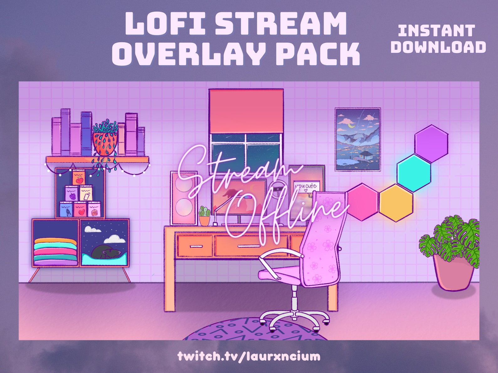 Animated Lofi Stream Overlay Bundle ~ Starting Soon, Be Right Back ...