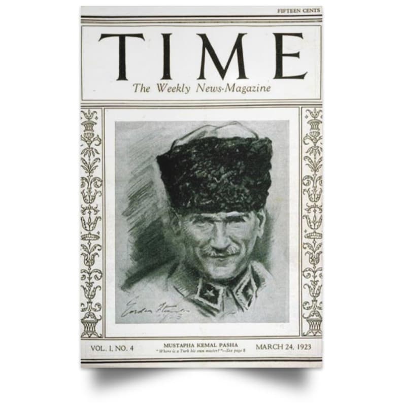 Vintage Ataturk TIME Magazine March 24, 1923 Cover Poster, Ataturk Wall ...